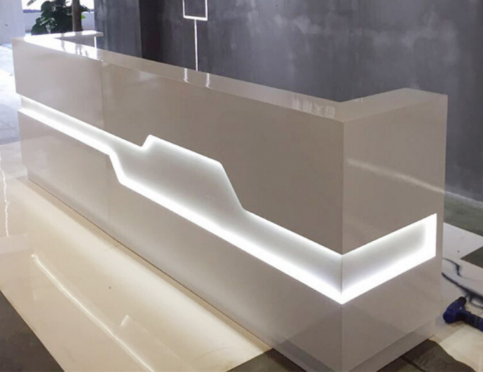 2Person Solid Surface Hotel Counter Table Regular Reception Station Desk