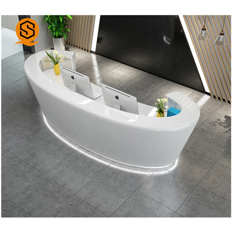 Oval Curve Semicircle Modern Hotel Reception Counter Solid Surface 2 ...